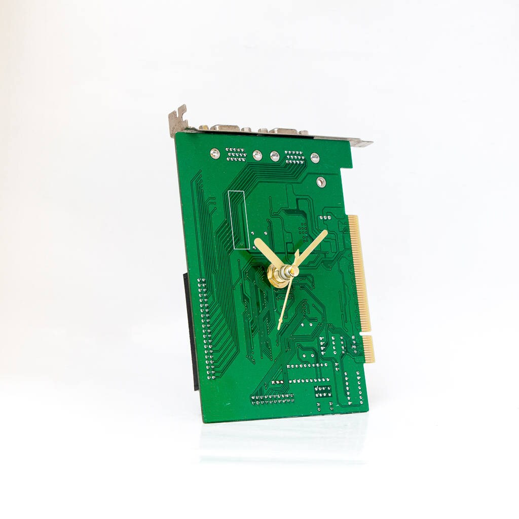 Green Circuit Board Clock Small Desk Clock Recycled Computer | Etsy