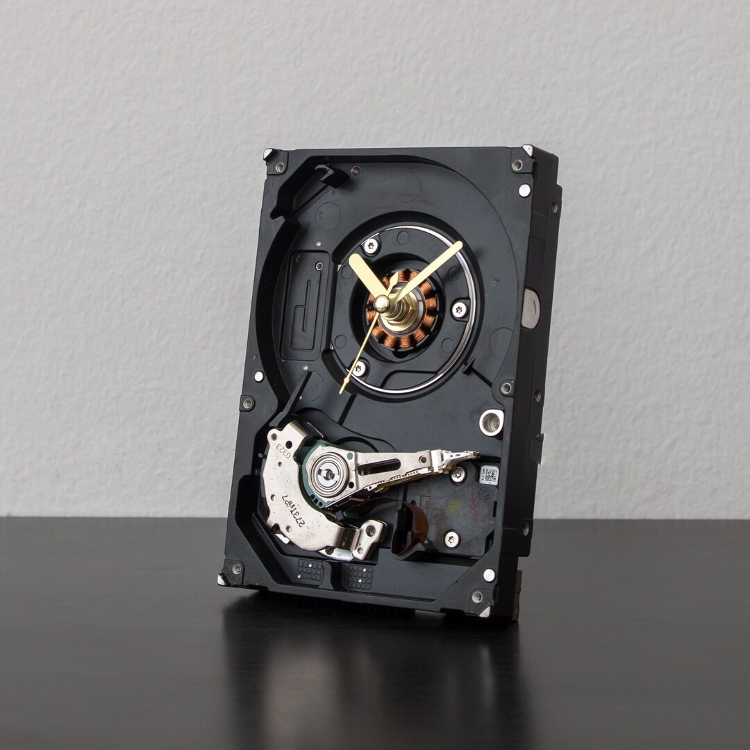 Modern Clock, Boyfriend Gift, Hard Drive Clock, Unique Small Desk Clock ...