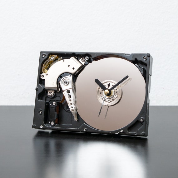 Black Hard Drive Clock Small Desk Clock Black Clock Modern | Etsy