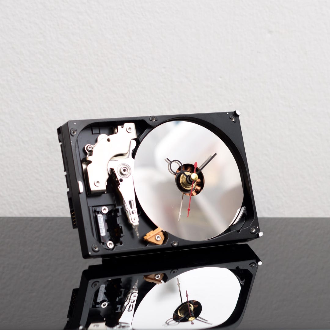 Computer Tech Nerd Gift, Computer Parts Desk Clock, Recycled Hard Drive ...