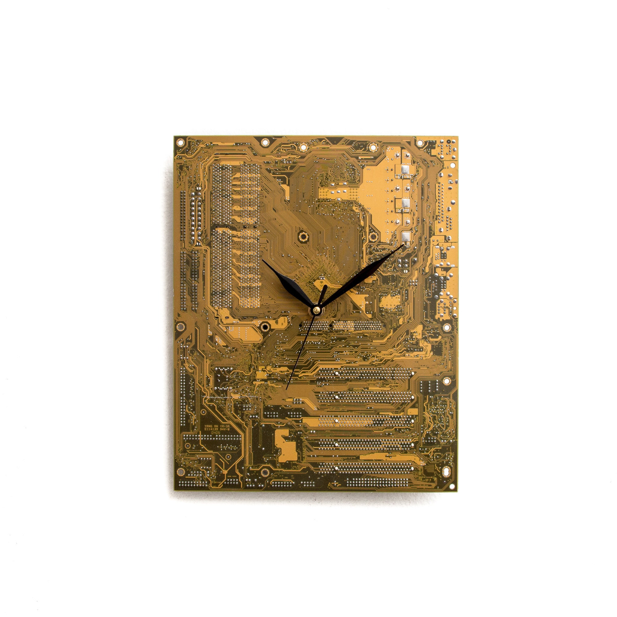 Dark Yellow Large Wall Clock Circuit Board Clock With Black - Etsy