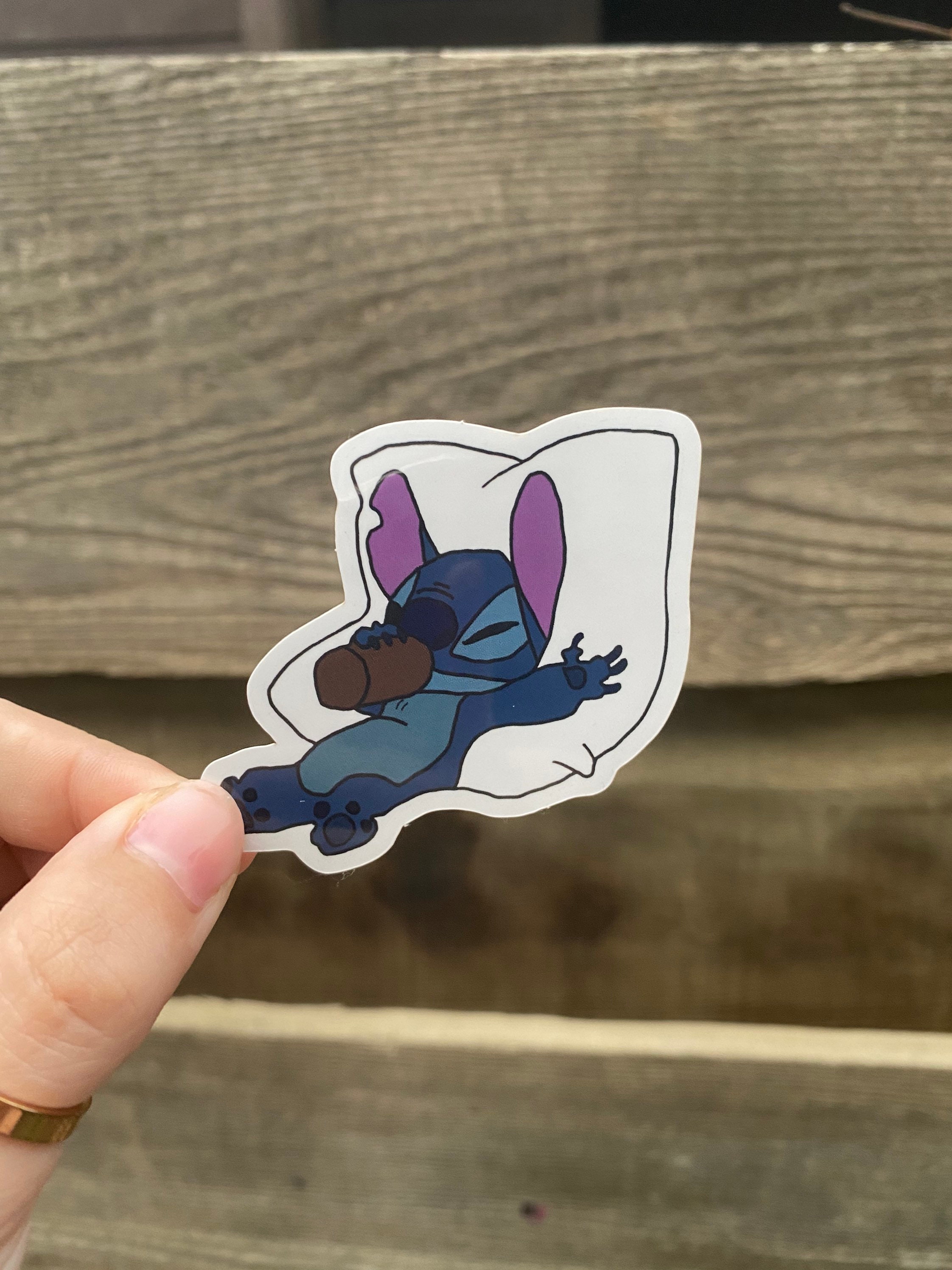 Stitch in Bed Vinyl Sticker - Lilo and Stitch Vinyl Sticker - Stickers ...