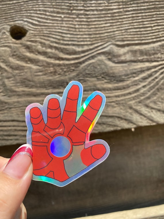 Iron Man Holographic Vinyl Sticker Iron Man Hand Stickers - Etsy