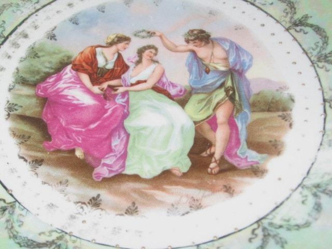 Vintage Prov Saxe E.S. Germany Plate: Edwardian Scene, Gilt Trim - Etsy