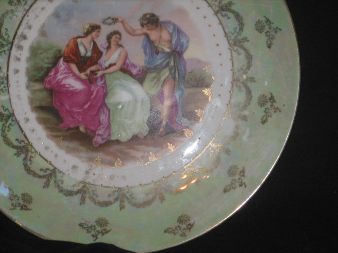 Vintage Prov Saxe E.S. Germany Plate/germany Decorated Plate/green ...