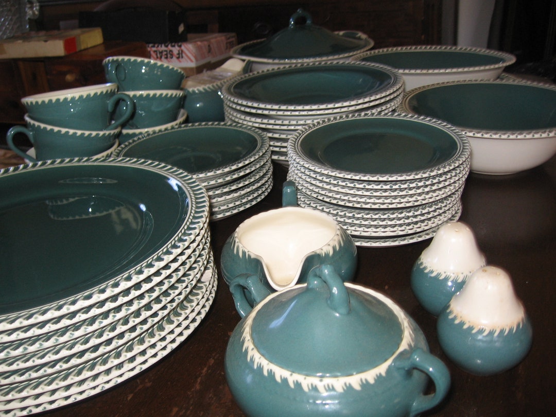 Vintage Harker Corinthian Dark Teal Dinnerware/harker Serving Pieces ...