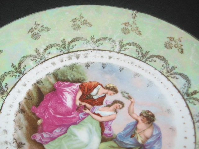 Vintage Prov Saxe E.S. Germany Plate/germany Decorated Plate/green ...