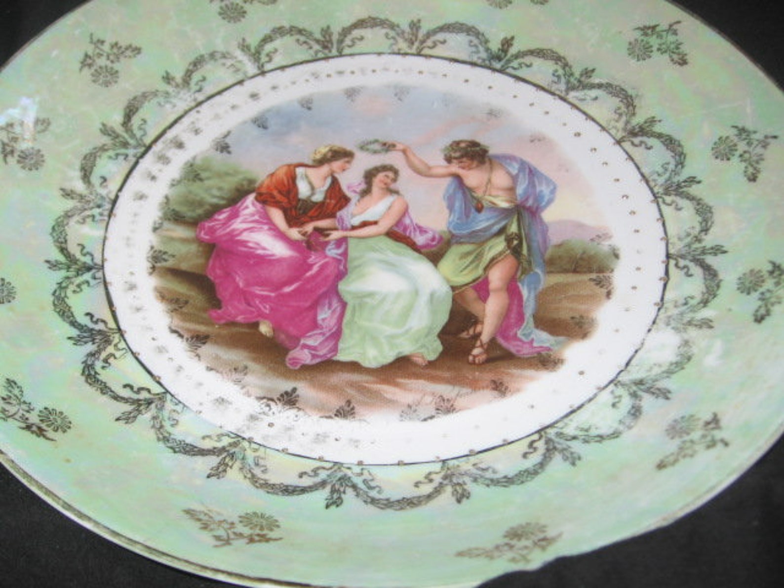 Vintage Prov Saxe E.S. Germany Plate/germany Decorated Plate/green ...