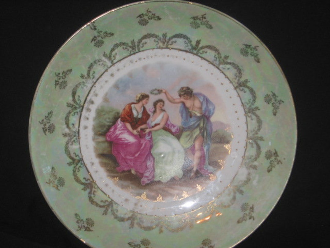 Vintage Prov Saxe E.S. Germany Plate/germany Decorated Plate/green ...