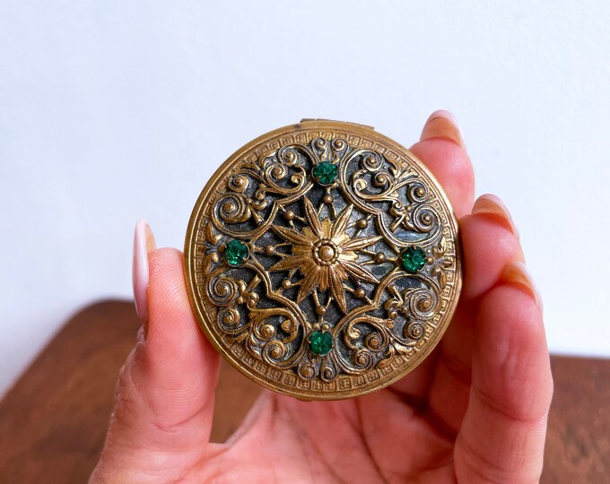 Art Deco Italian Jewelled Powder Compact - Etsy