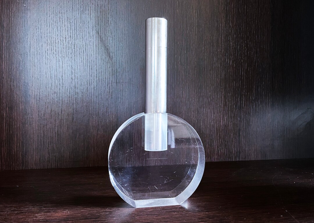 Mid Century Italian Lucite Block With Chrome Tubular Vase - Etsy
