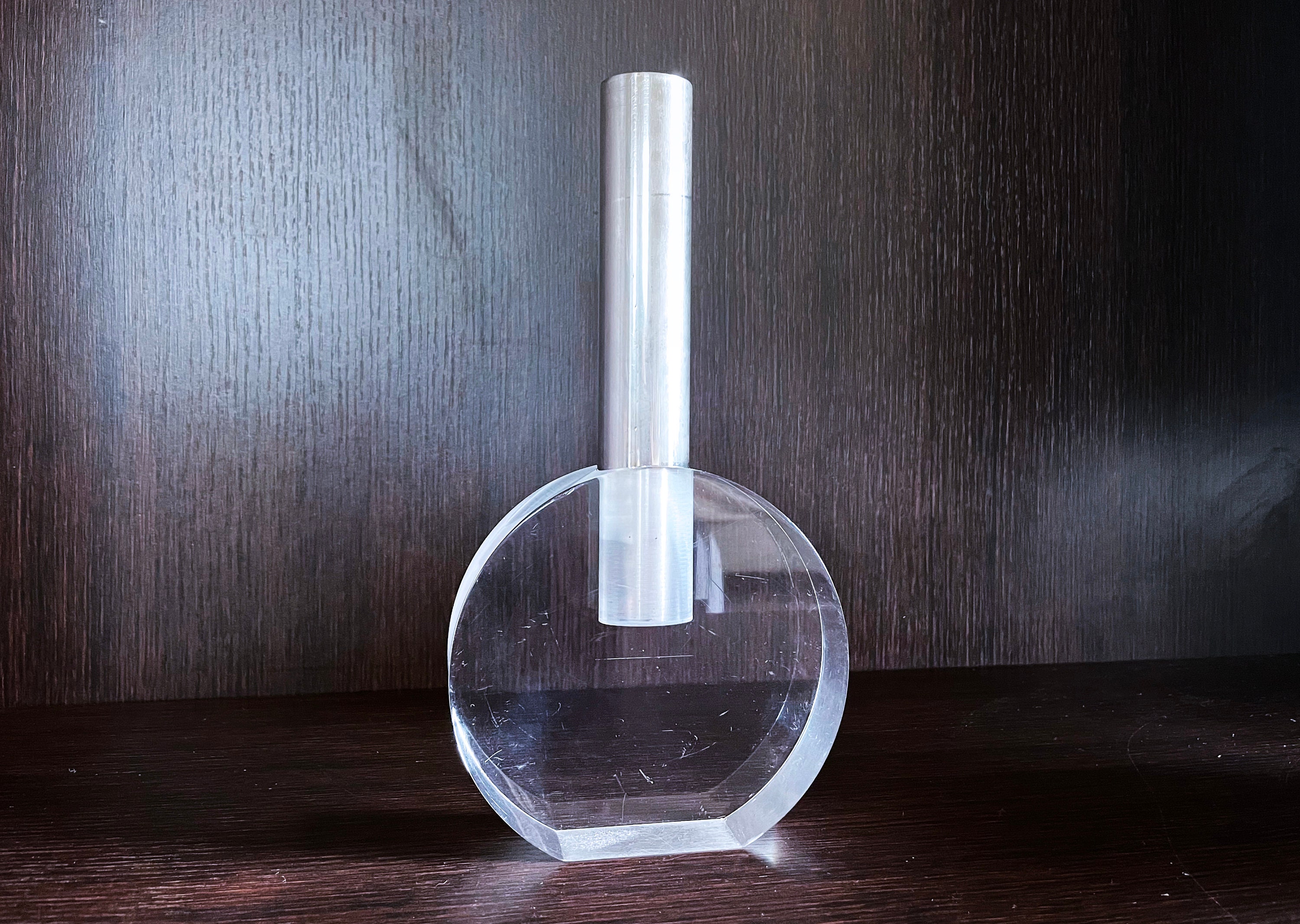 Mid Century Italian Lucite Block With Chrome Tubular Vase - Etsy