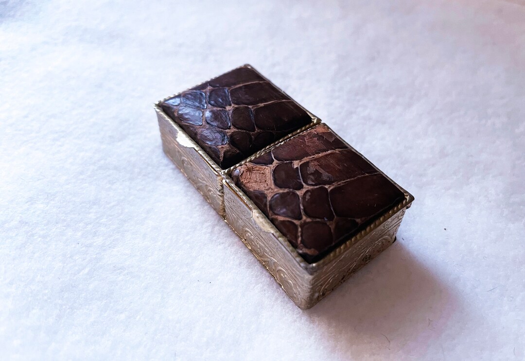 Vintage Italian Snakeskin Twin Pill Box - Etsy