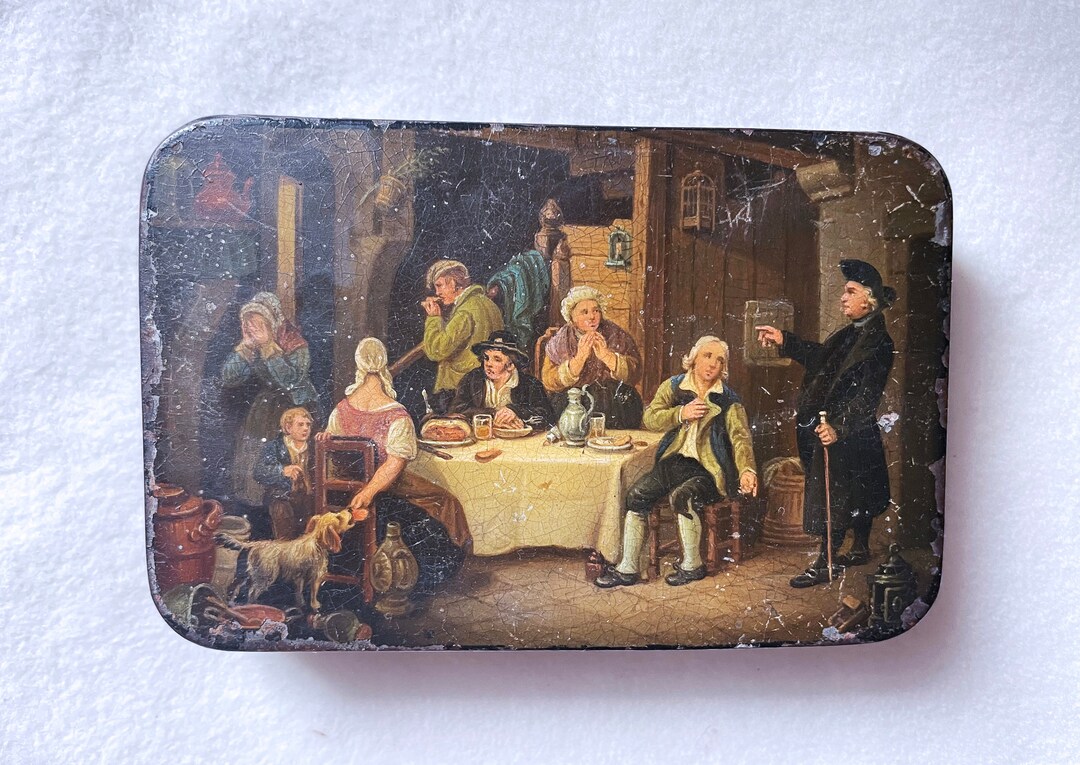 19th Century Toleware Hand Painted Tin Box - Etsy