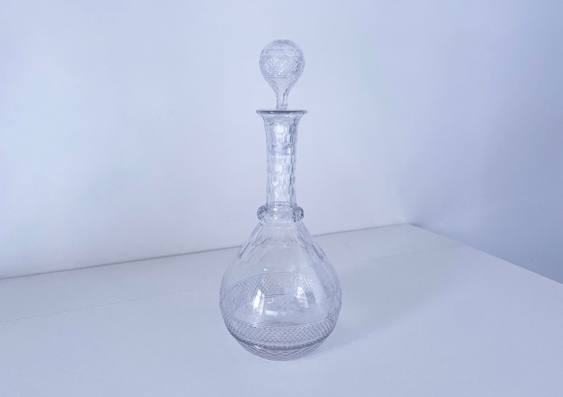 1930's Cut and Etched Crystal Globe Decanter - Etsy