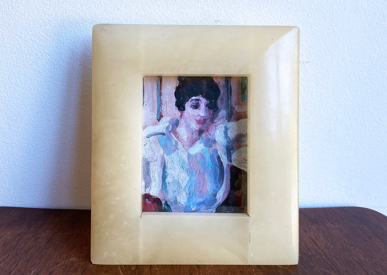 Art Deco Italian White Alabaster Picture Frame 17 X 15 Cm - Etsy