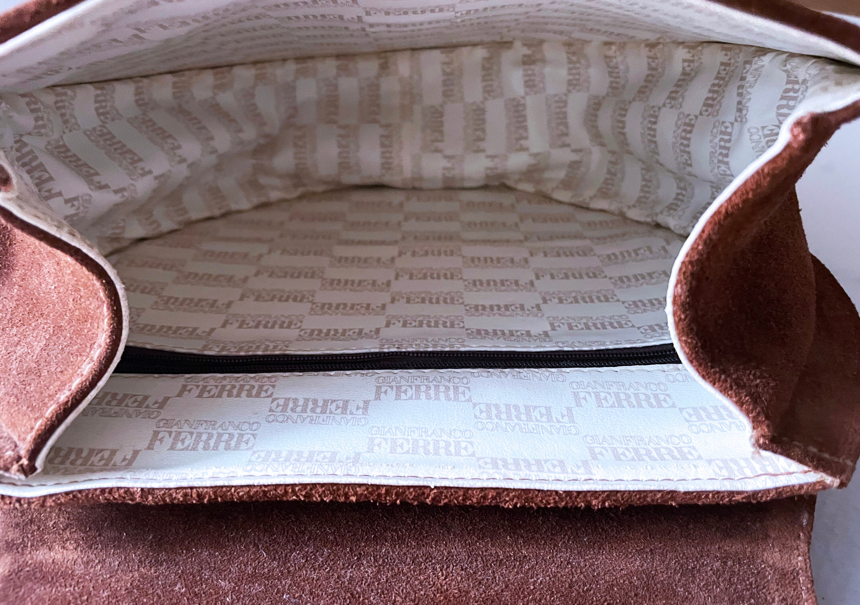 1960's Genuine Gianfranco Ferre Leather and Suede Handbag With Lucite ...