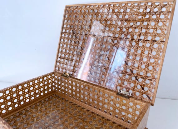 1970's Large Christian Dior Lucite and Rattan Trinket… - Gem