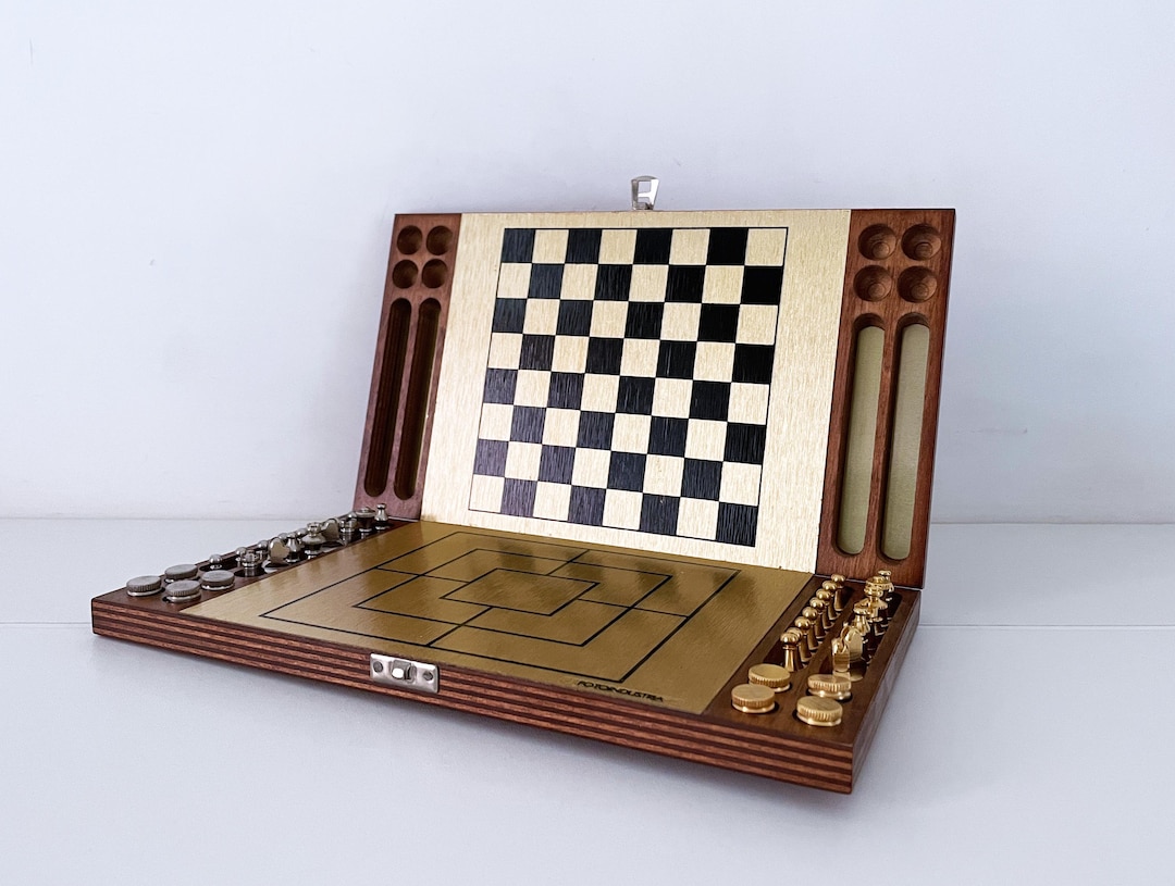 A Vintage Italian Magnetic Multi-game Travel Set: Chess, Checkers and ...