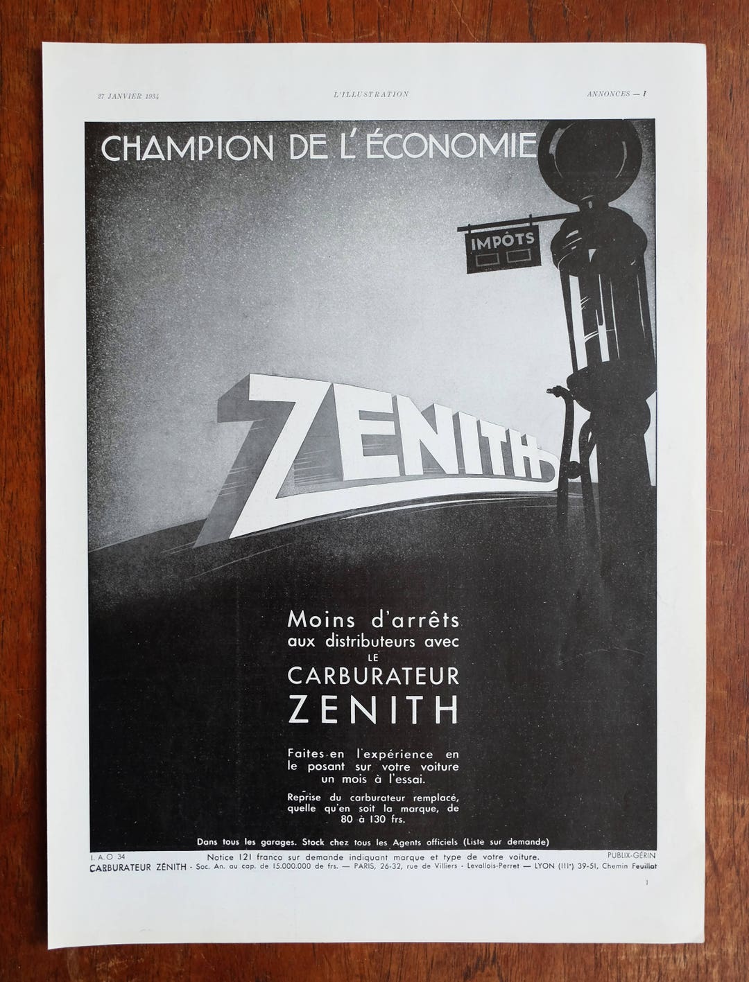 ZENITH 1930's Original Poster - French Illustration Magazine - Vintage ...