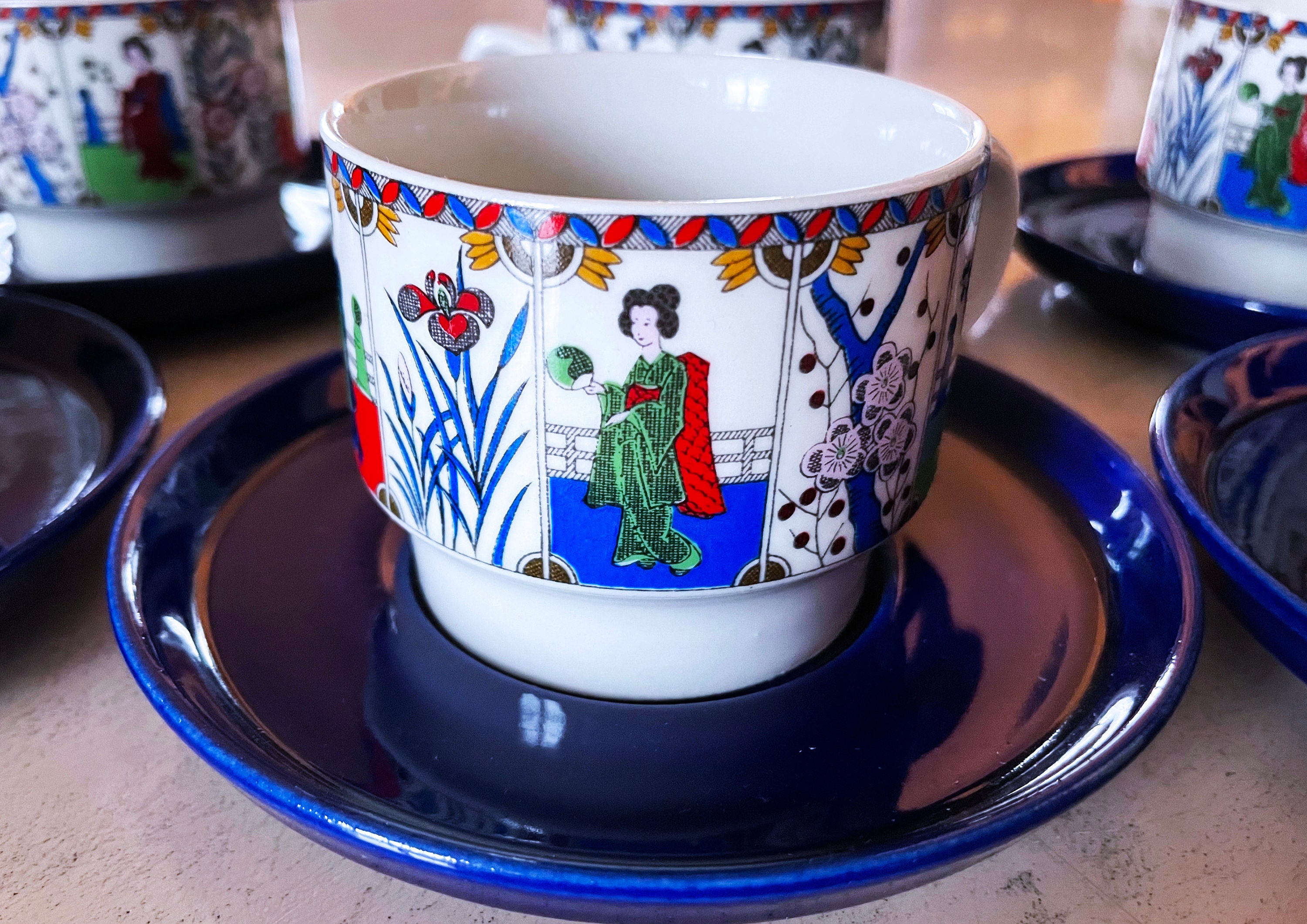 1970's Weidmann Geisha Coffee/tea Set of Six Cups + Saucers - Made in ...