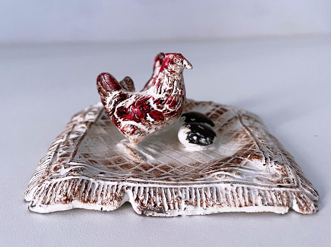 An Antique Cold Painted Bronze Figure of Hen and Chicken With Eggs - Etsy