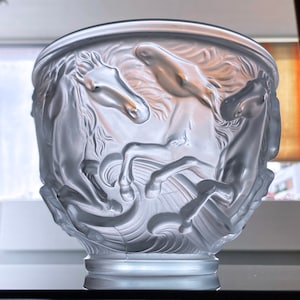 1930's Art Deco Satin Glass Vase "galloping Horses" by Josef Inwald for ...
