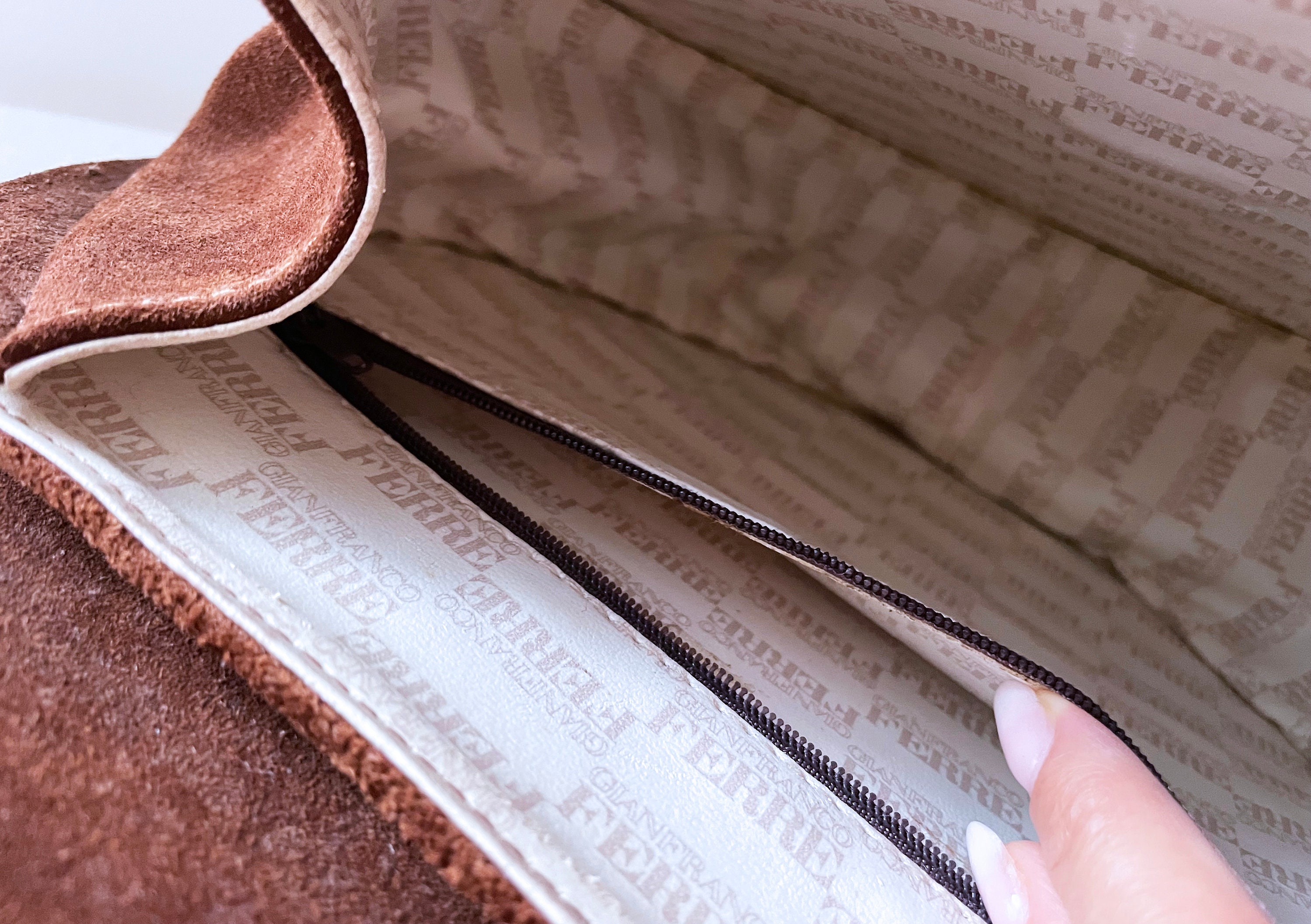 1960's Genuine Gianfranco Ferre Leather and Suede Handbag With Lucite ...