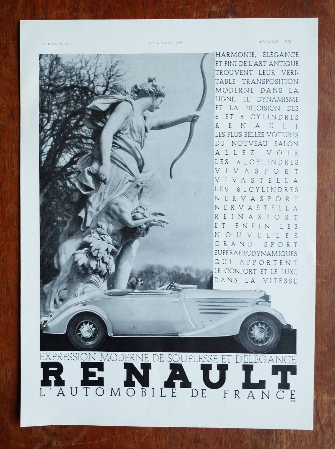 RENAULT 1930's Original Poster - French Illustration Magazine - Vintage ...