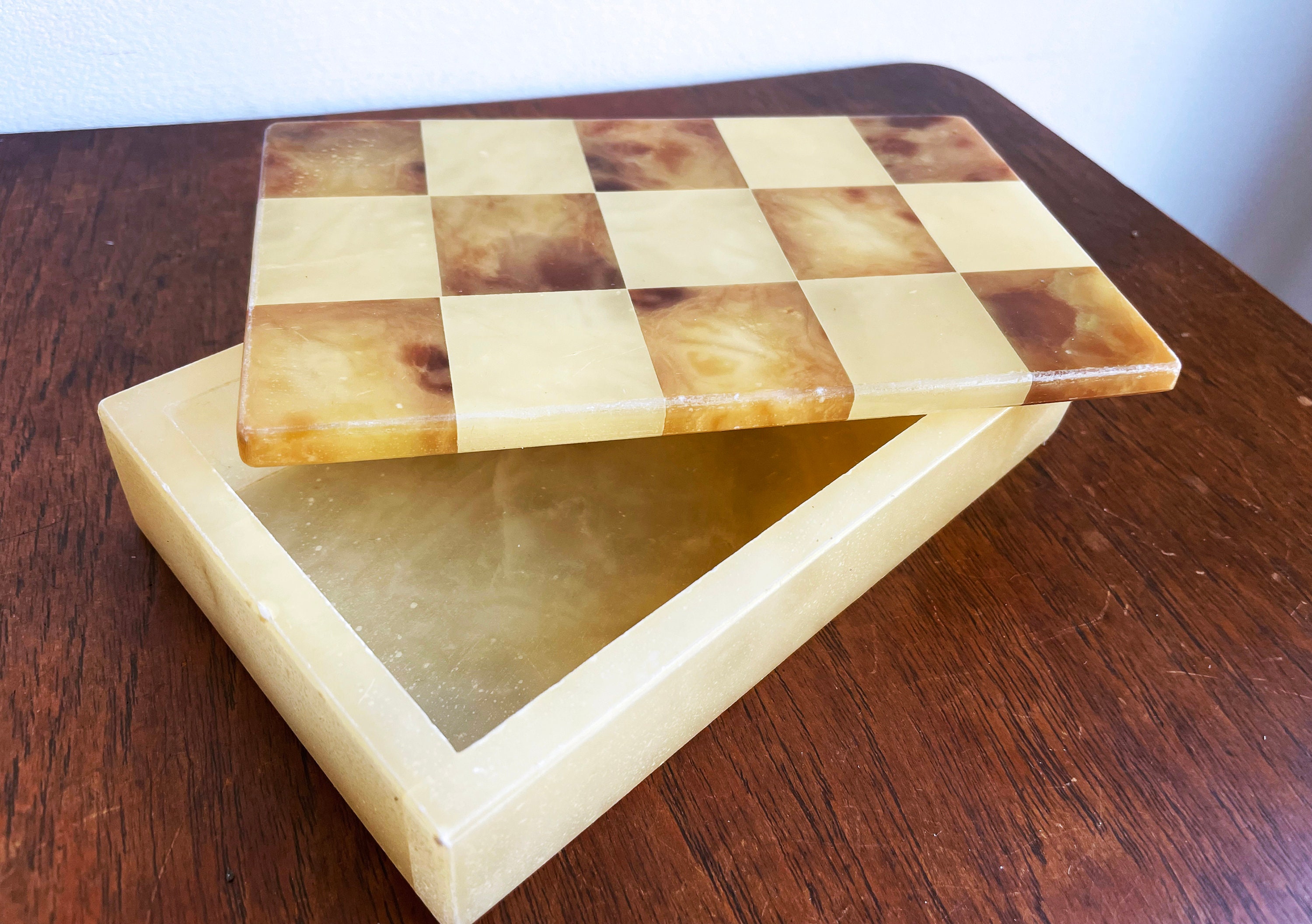 1960's Italian Alabaster Checkered Box by Scaglione - Etsy