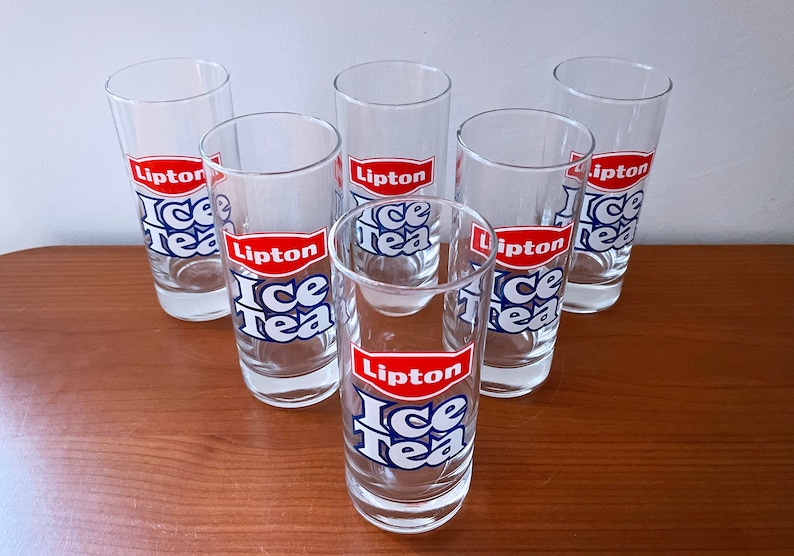 1980's Lipton Ice Tea Glasses - Set of Six - Etsy