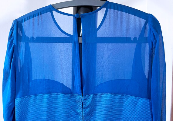 1970's Italian Cobalt Blue Silk Sheer Sequined Evenin… - Gem