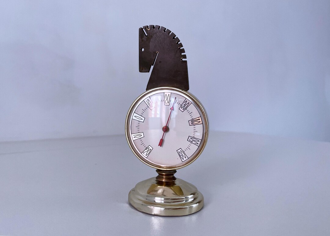 1960's Mid Century Equestrian Brass Desk Thermometer - Etsy
