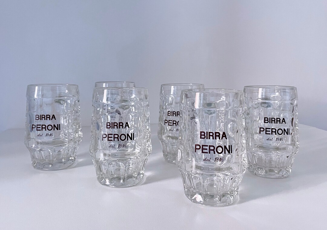 1960's Italian Birra Peroni Glass Mugs - Set of Six - Etsy