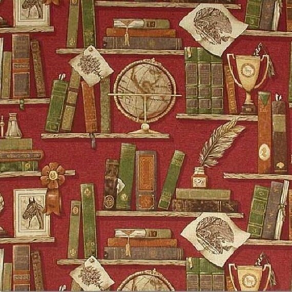 Window Curtain Valance Library Study Room Book Trophy Color Red - Etsy