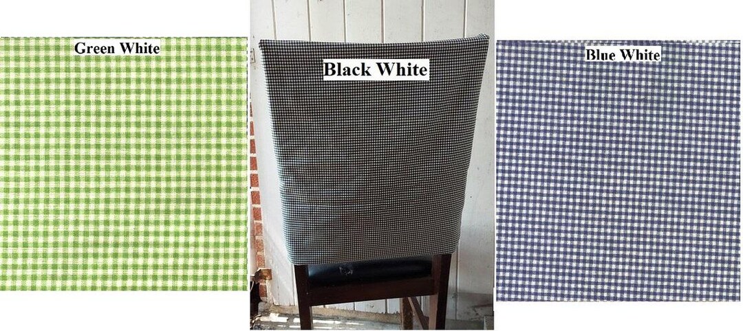 Country Gingham Check Chair Back Slipcover Cover Caps Chair Back Topper ...
