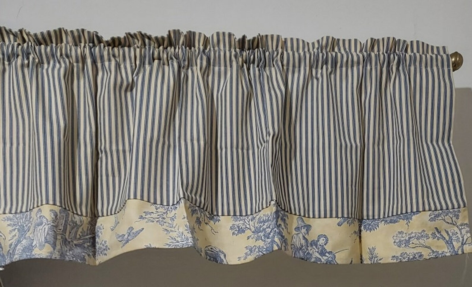Window Valance Ticking Stripe With Banding Country Life Wedgewood, LAST ...