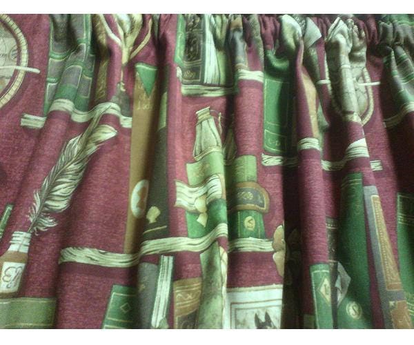 Window Curtain Valance Library Study Room Book Trophy Color Red - Etsy