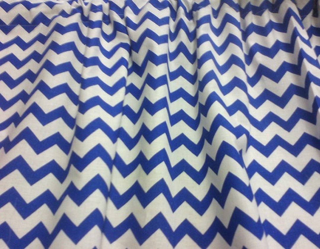 Chevron azul blanco ventana cortina Valance hecho a pedido hecho a mano ...