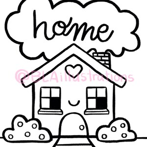 DIGITAL DOWNLOAD- HOME Coloring Page, Diy Coloring, Kid Friendly ...