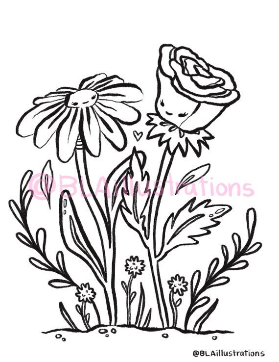 DIGITAL DOWNLOAD FLOWERLOVES Coloring Page Diy Coloring Kid | Etsy