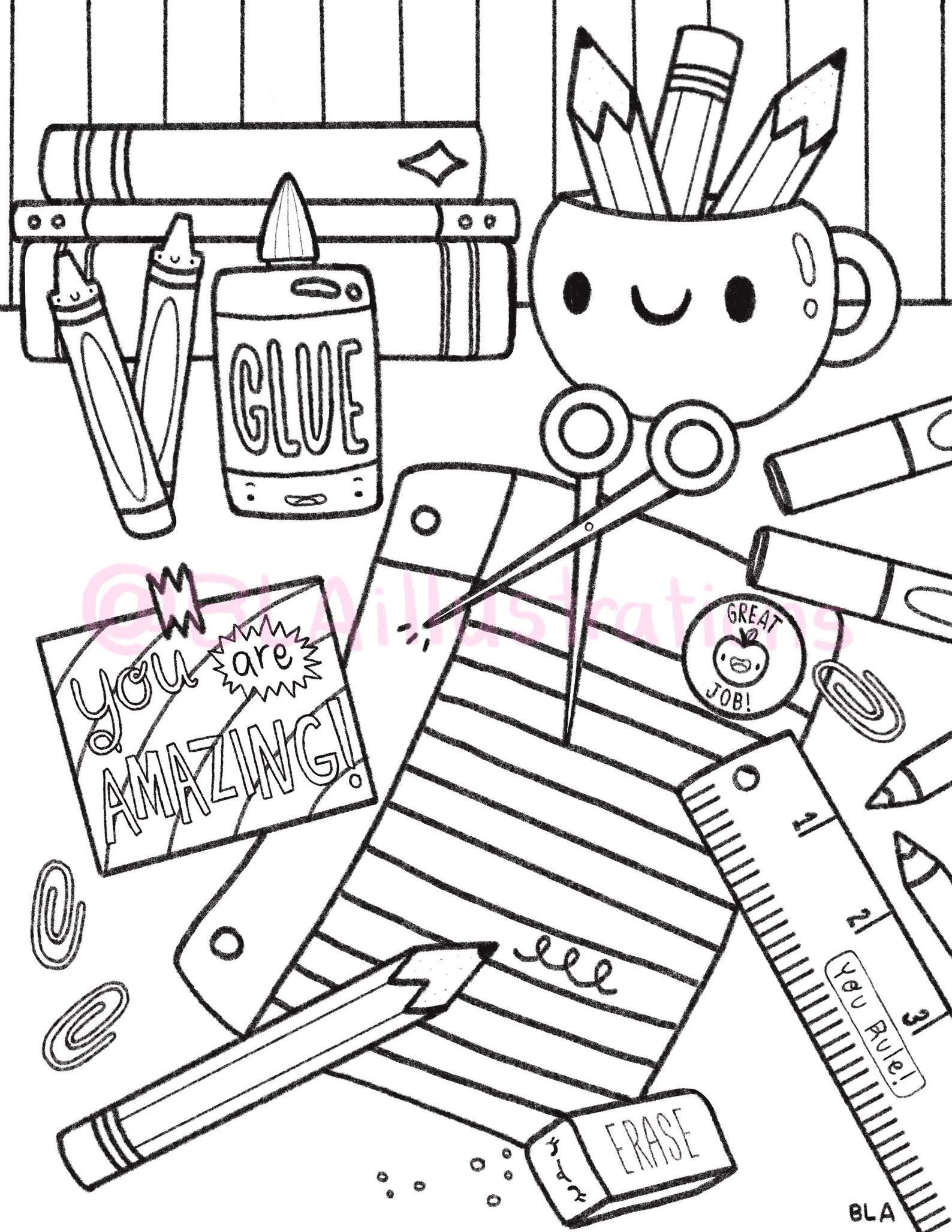 DIGITAL DOWNLOAD- Happy Teacher Coloring Page, DIY Coloring, Kid ...