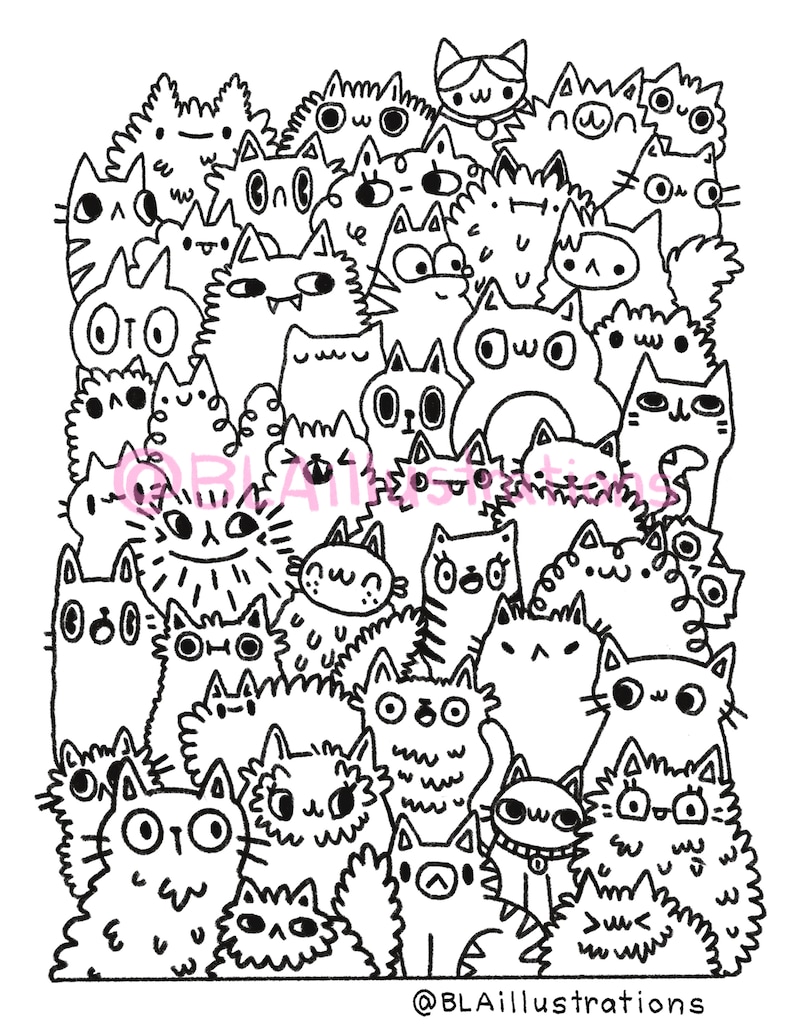 DIGITAL DOWNLOAD- CATPARTY Coloring Page, Diy Coloring, Kid Friendly ...