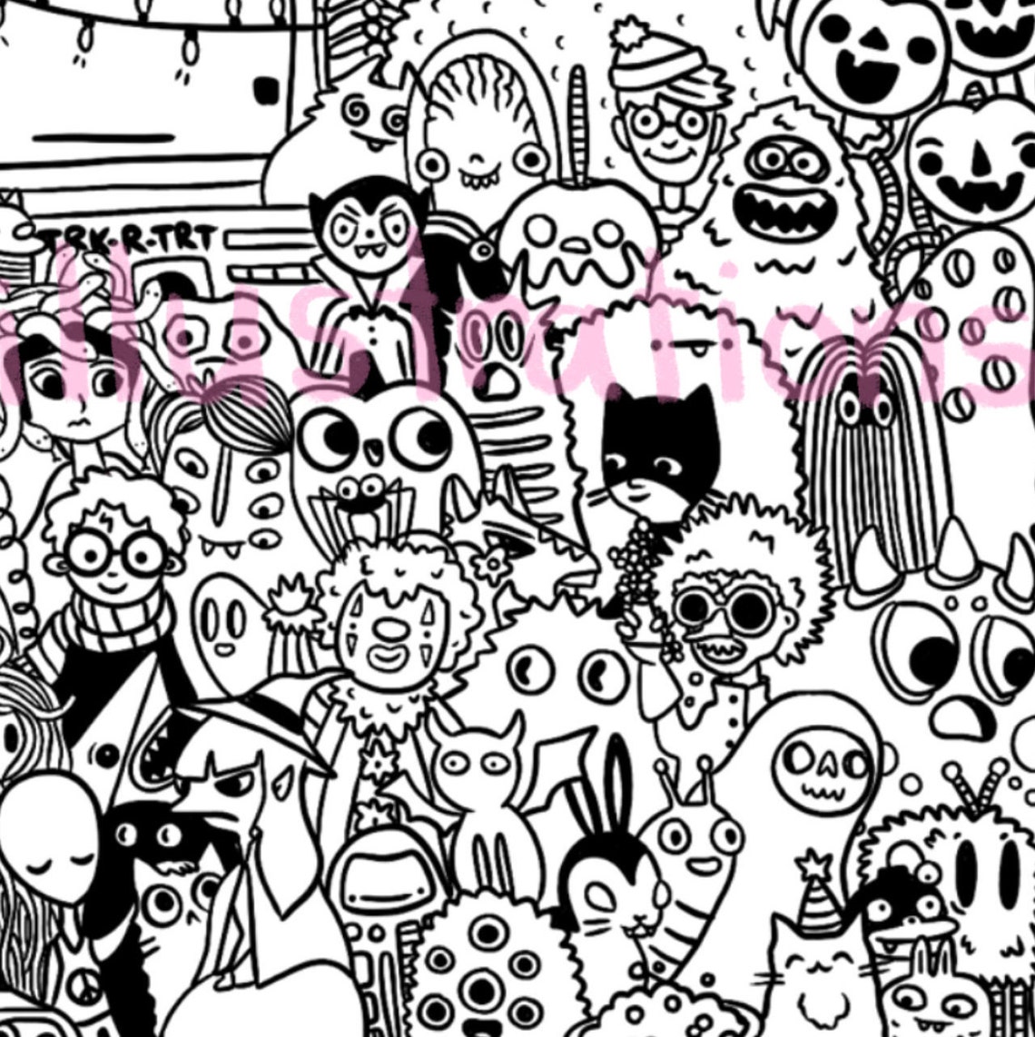 DIGITAL DOWNLOAD- MONSTERMASH Coloring Page, Diy Coloring, Kid Friendly ...