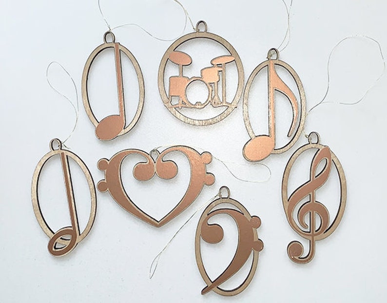 Set of 7 Unique Wooden Music Note Ornaments - Etsy