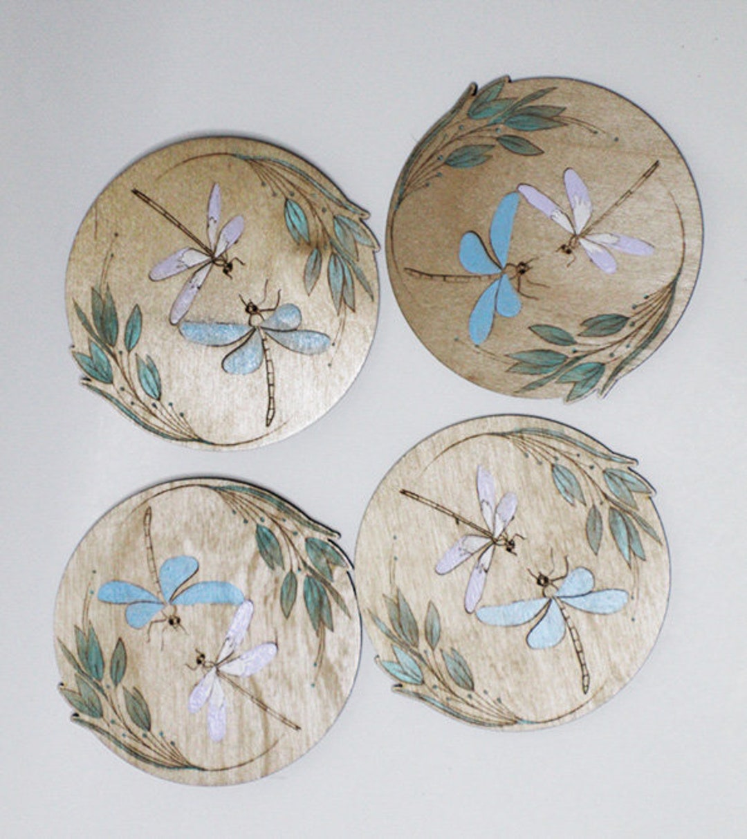 Dragonfly Coaster Set, Engraved Coasters, Unique Coasters With Holder ...