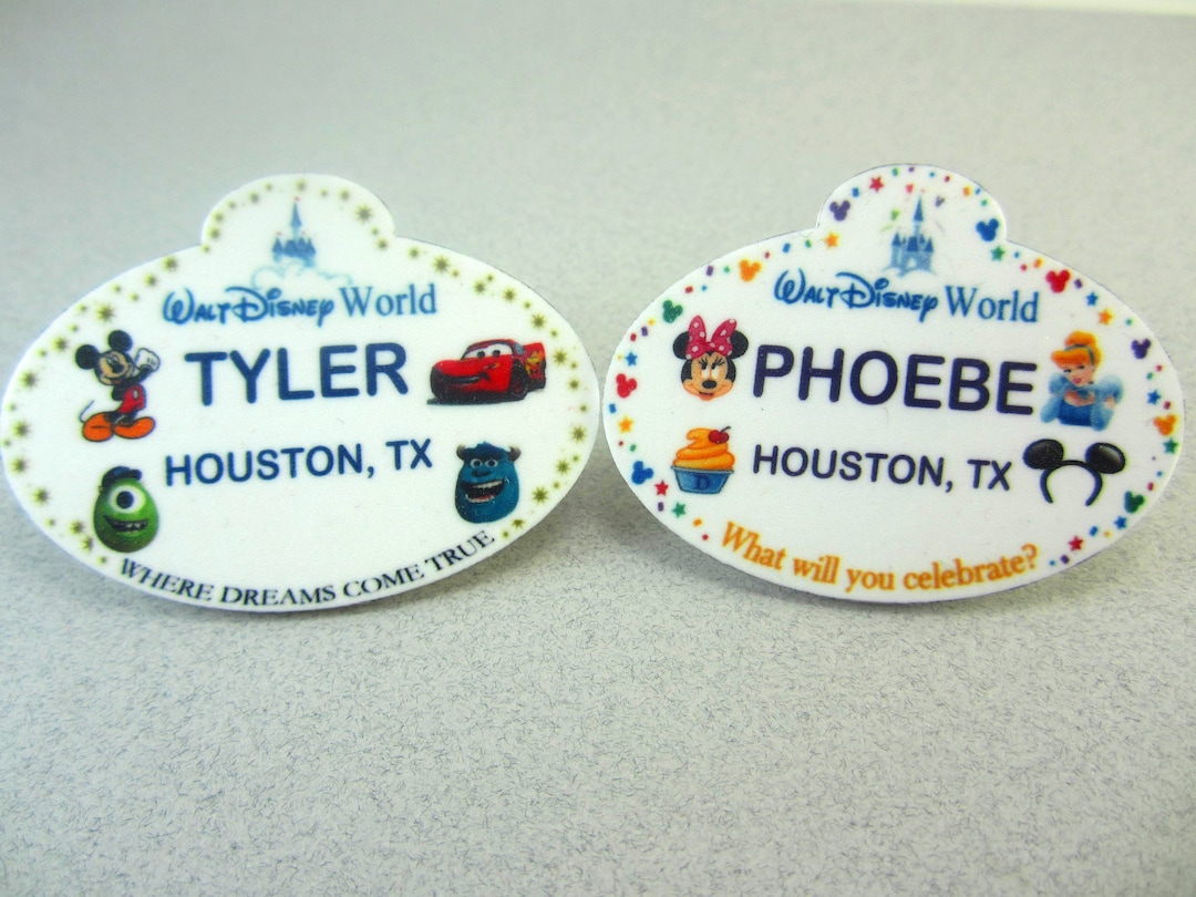 Customized Disney World Character Name Tag, Disney World Lapel Pin ...