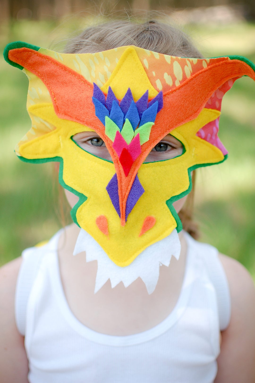 Rainbow Dragon Mask Yellow Kids Ages 3 to Adult - Etsy.de