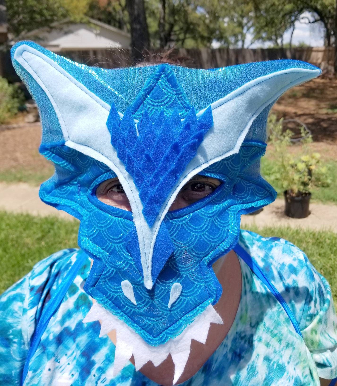 Dragon Mask Awesome Blue Scale Kids Ages 4 to Adult | Etsy