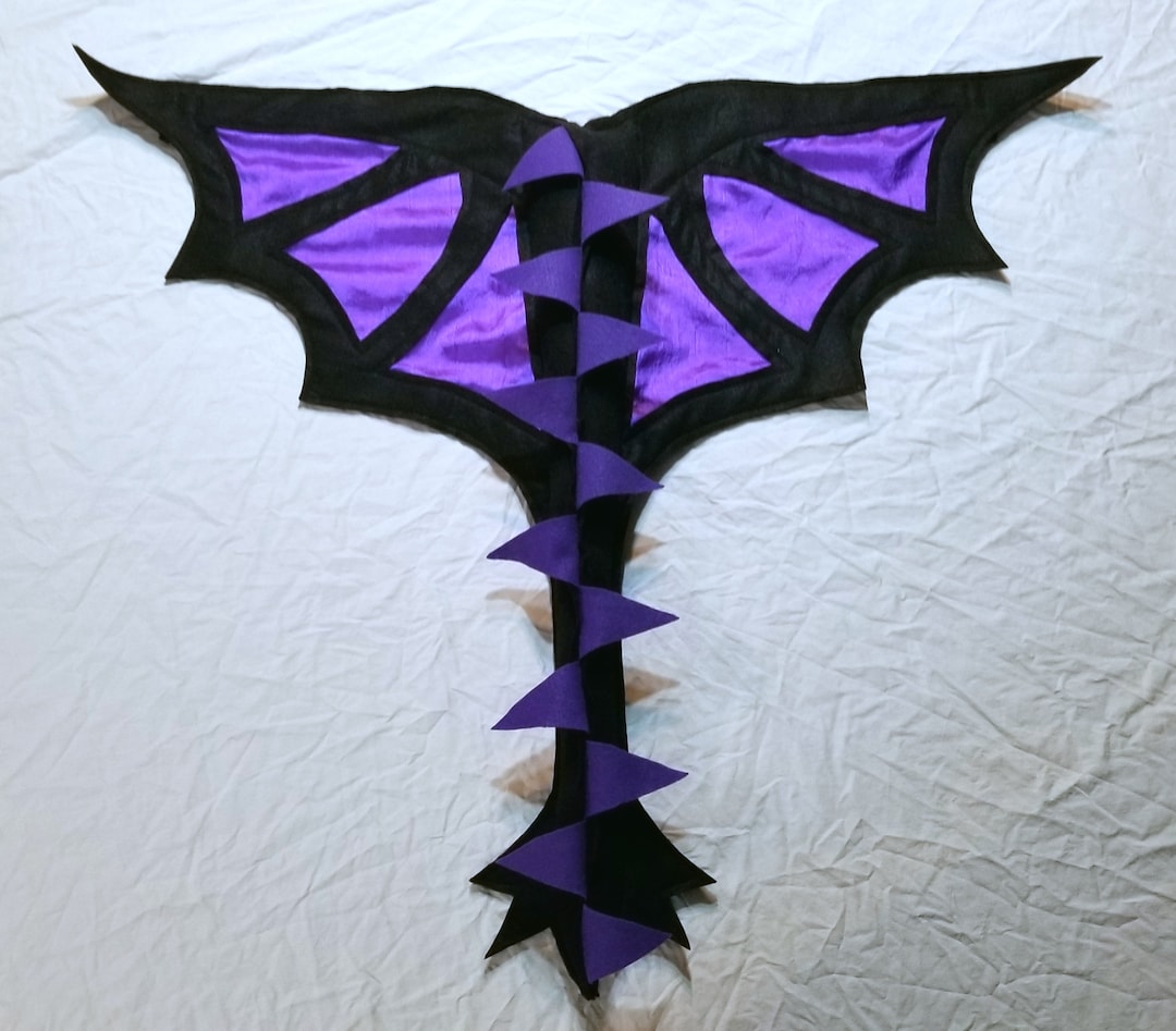 Dragon Wings & Tail Costume Basic Black Purple Kids Age 1 to Adult - Etsy